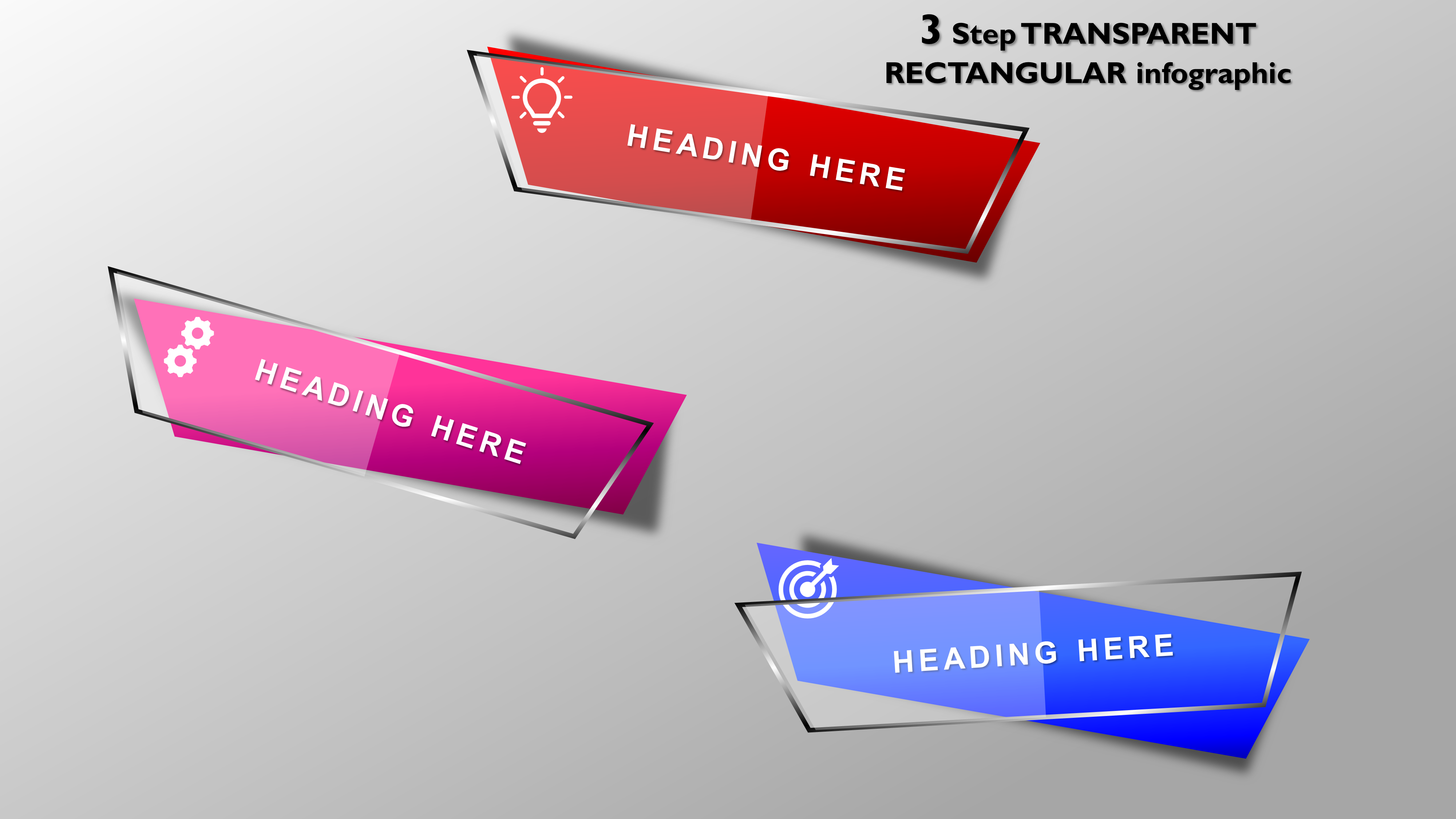 10.PowerPoint 3 step TRANSPARENT RECTANGULAR infographic - PowerUP with ...