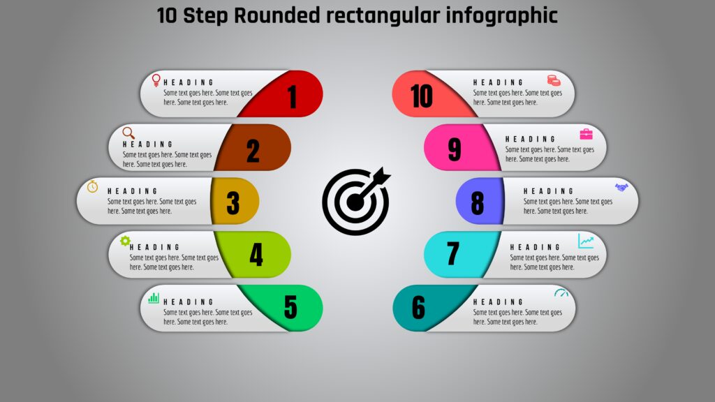 1 Powerpoint 10 Step Rounded Rectangular Infographic Powerup With