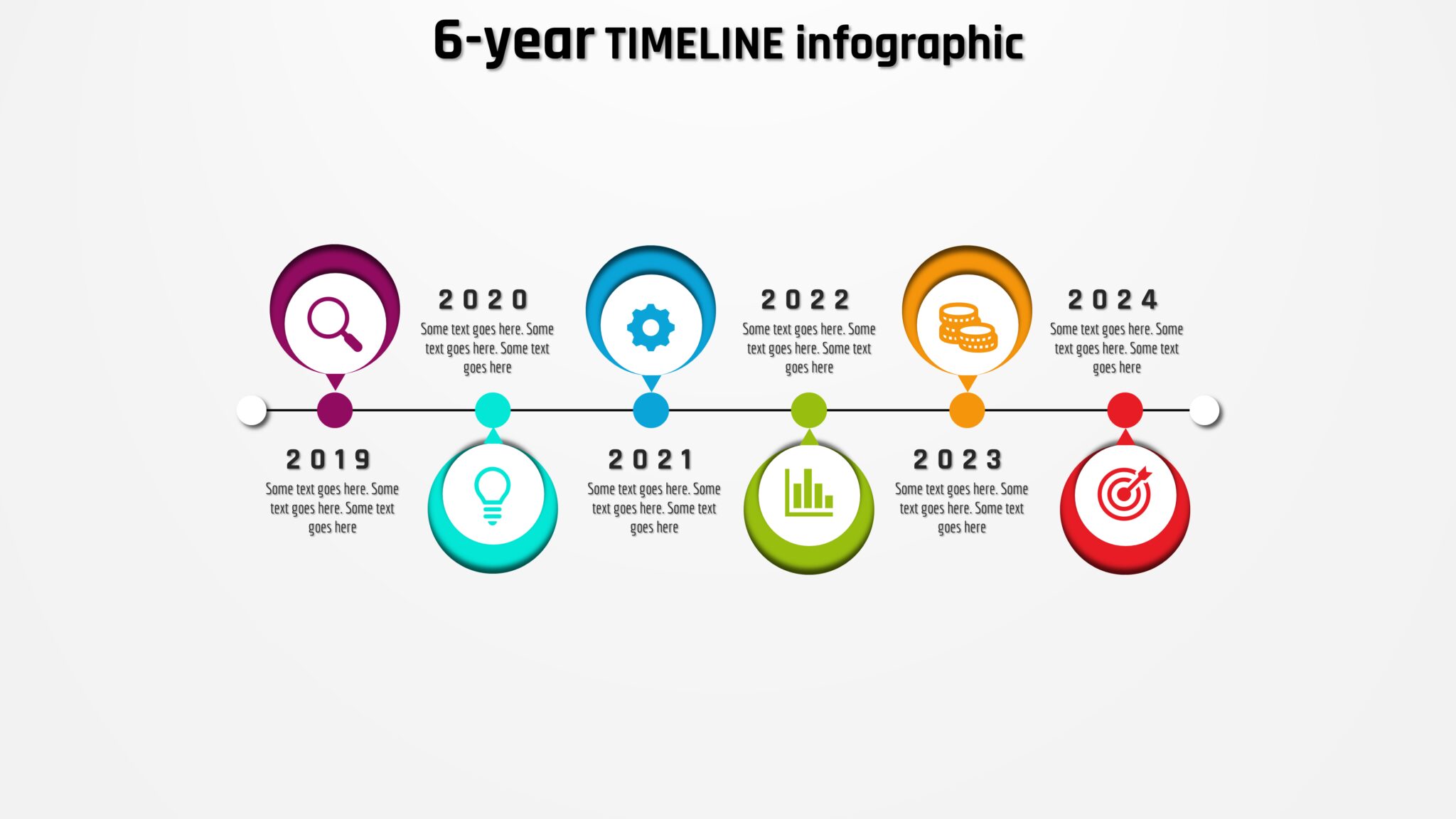 11.PowerPoint 6 Year Timeline Infographic - PowerUP with POWERPOINT