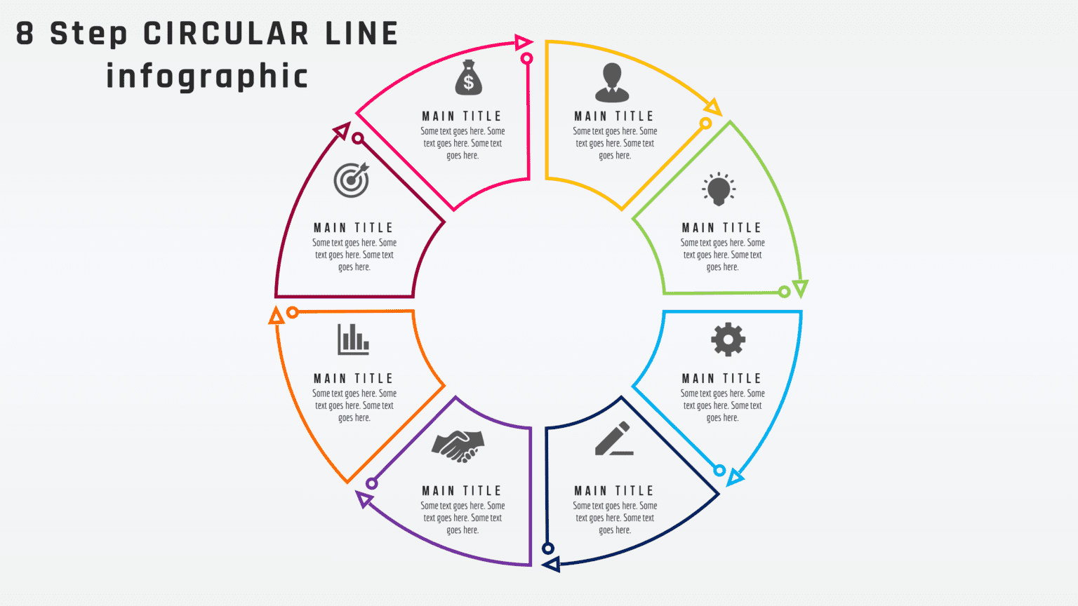 15.PowerPoint 8 Step Circular line infographic - PowerUP with POWERPOINT
