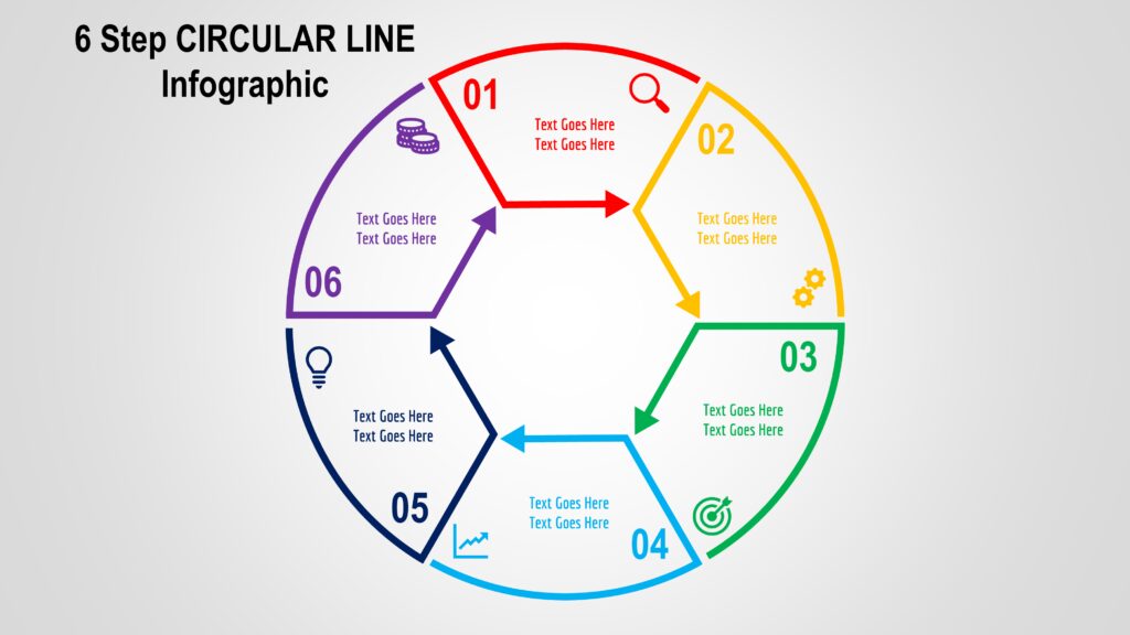 16.PowerPoint 6 Step CIRCULAR LINE Infographic - PowerUP with POWERPOINT