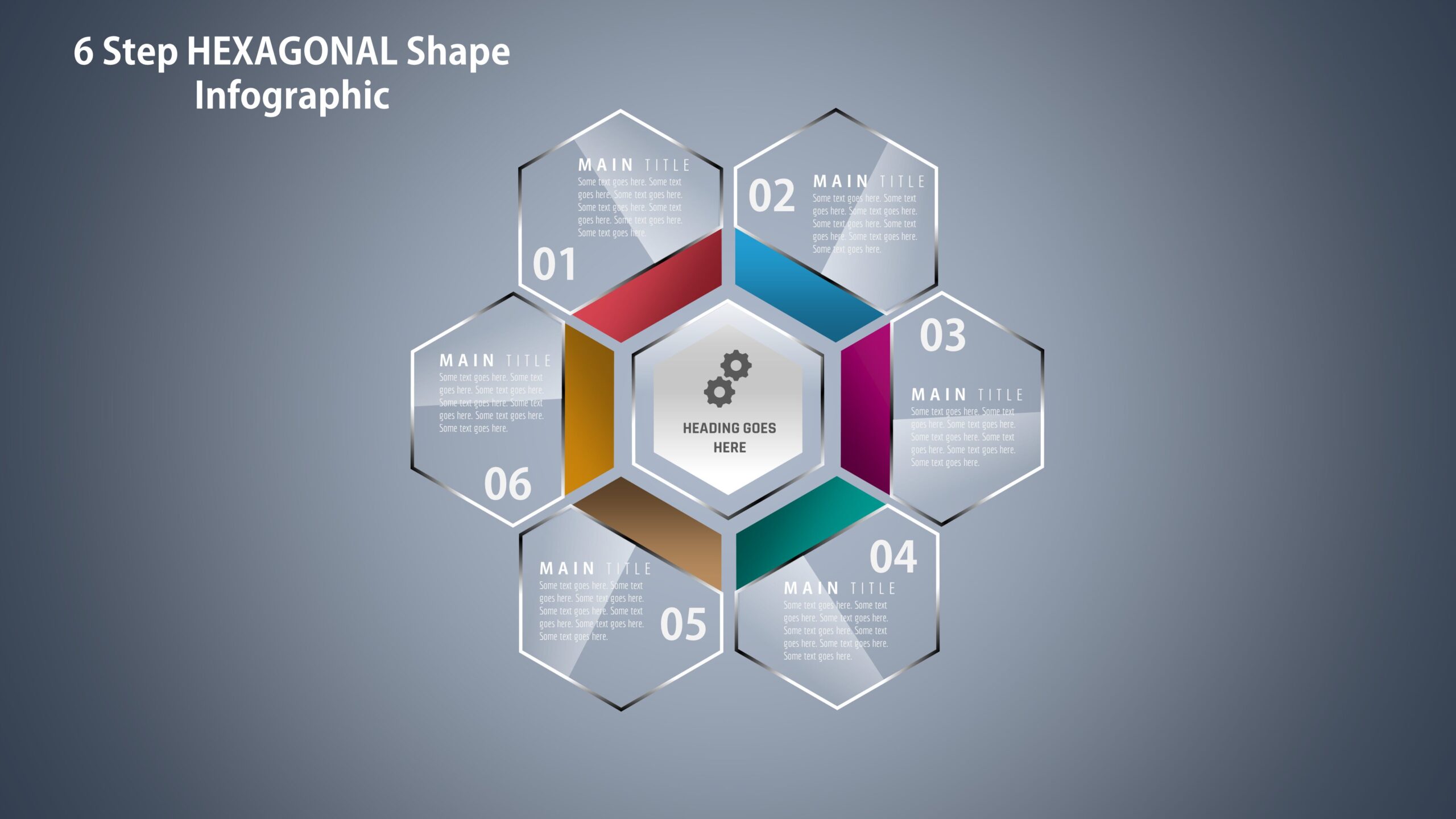 18.PowerPoint 6 Step HEXAGONAL Shape Infographic - PowerUP with POWERPOINT