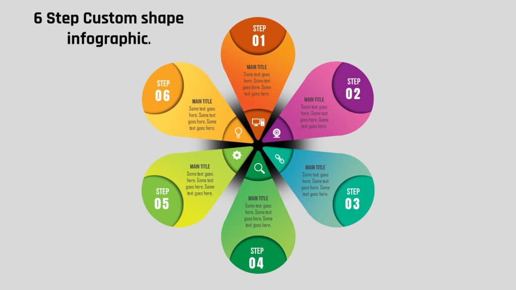 22.PowerPoint 6 Step Custom shape infographic - PowerUP with POWERPOINT 22.PowerPoint 6 Step Custom shape infographic - PowerUP with POWERPOINT