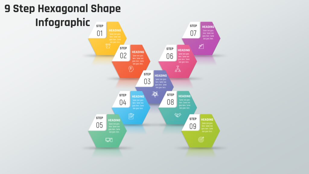 3.PowerPoint 9 Step Hexagonal Shape infographic - PowerUP with POWERPOINT