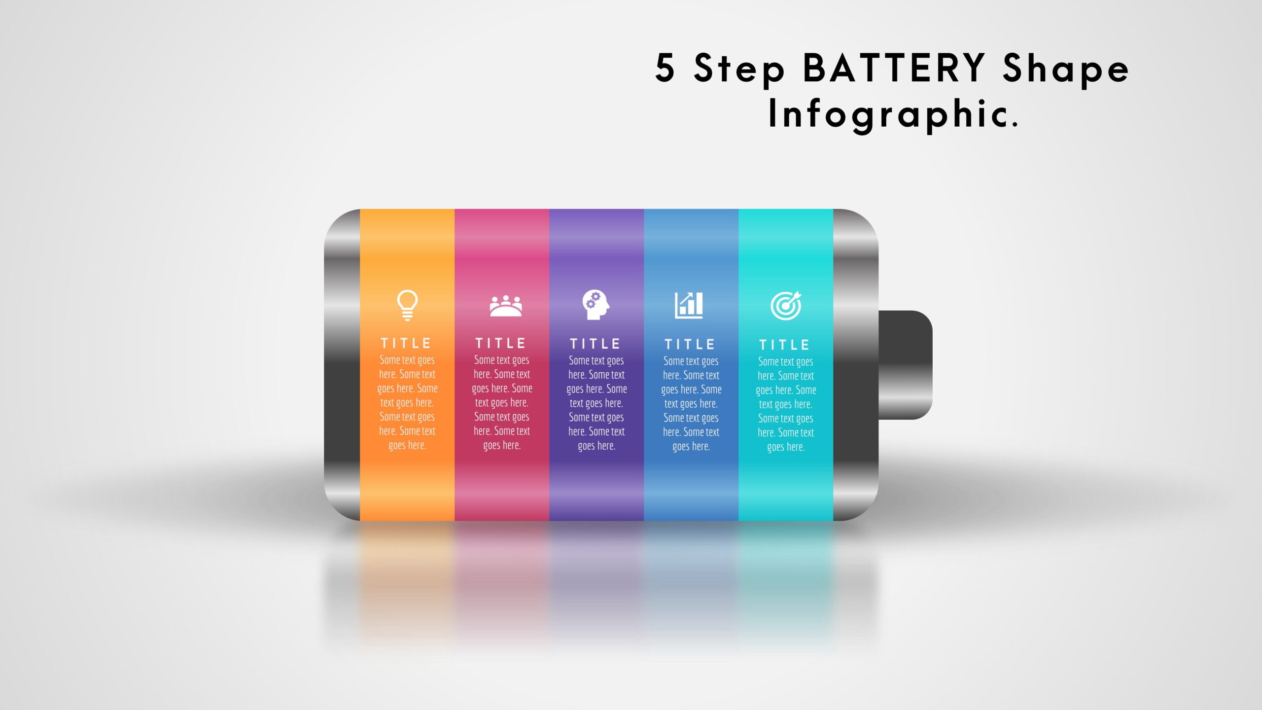 45.PowerPoint 5 Step BATTERY Shape Infographic - PowerUP with POWERPOINT