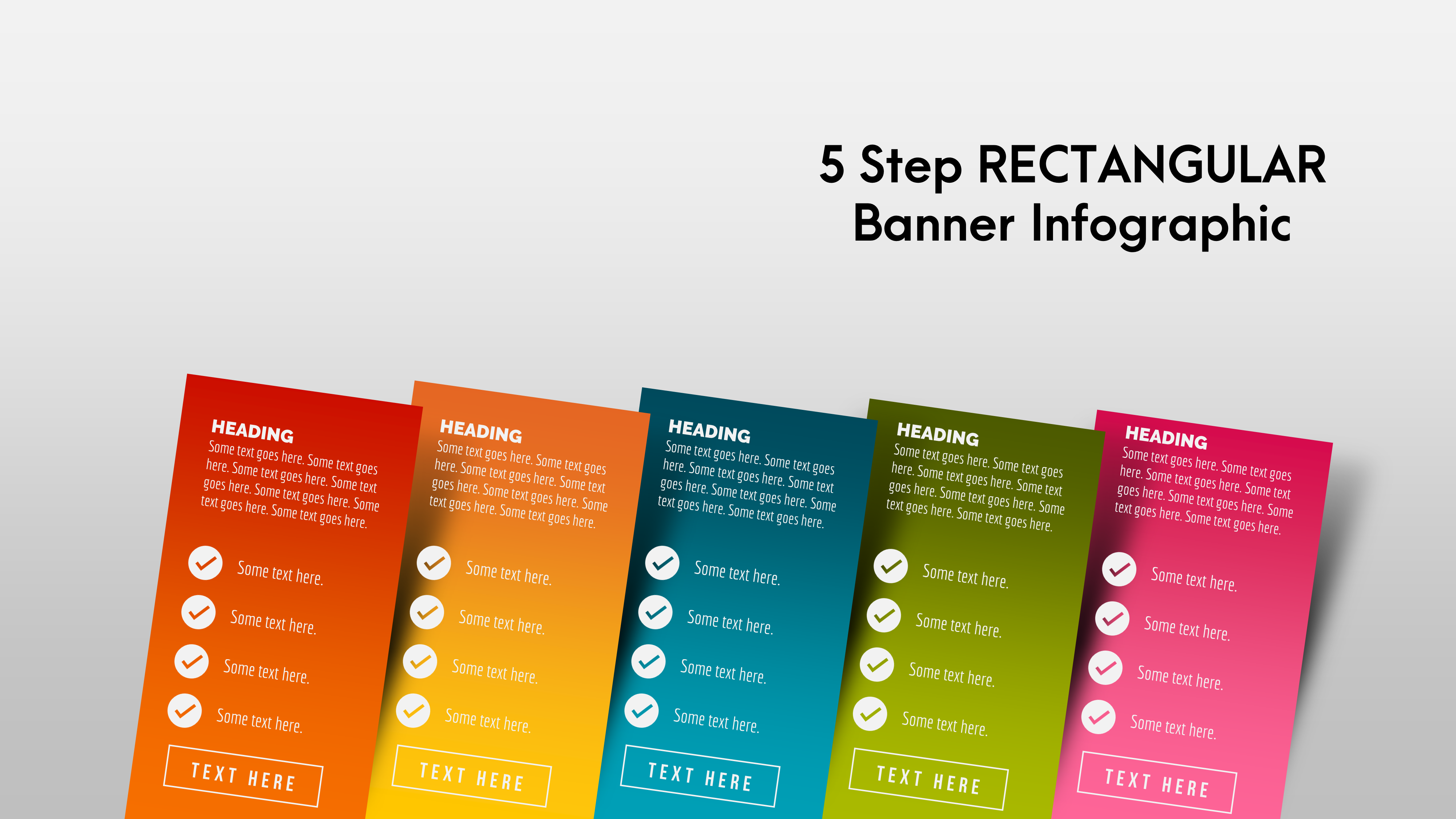 46 Powerpoint 5 Step Rectangular Banner Infographic Powerup With