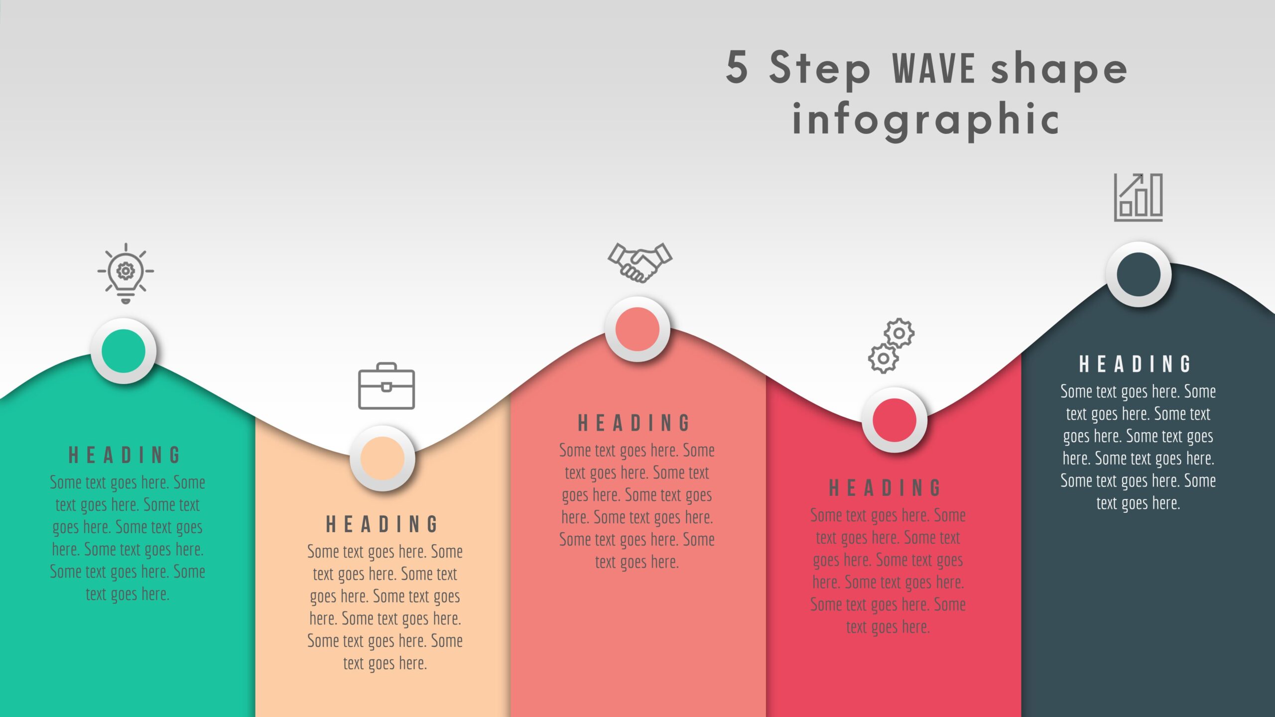 49.PowerPoint 5 Step WAVE shape infographic - PowerUP with POWERPOINT