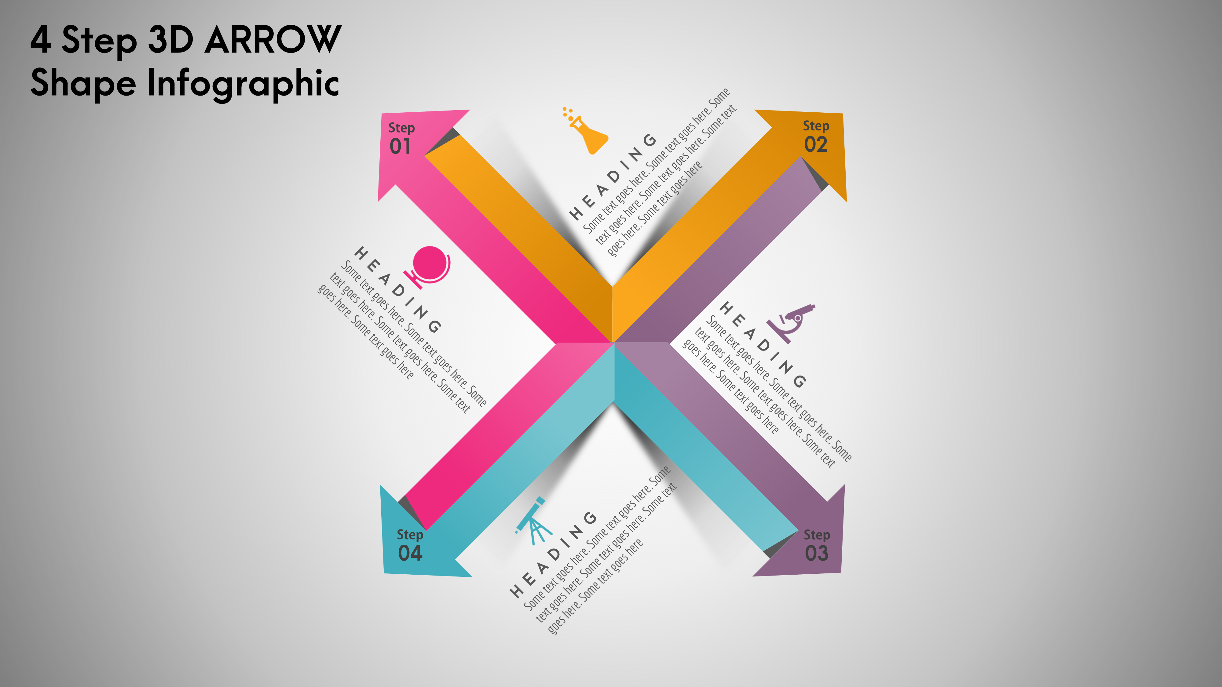 55 Powerpoint 4 Step 3d Arrow Shape Infographic Powerup With Powerpoint