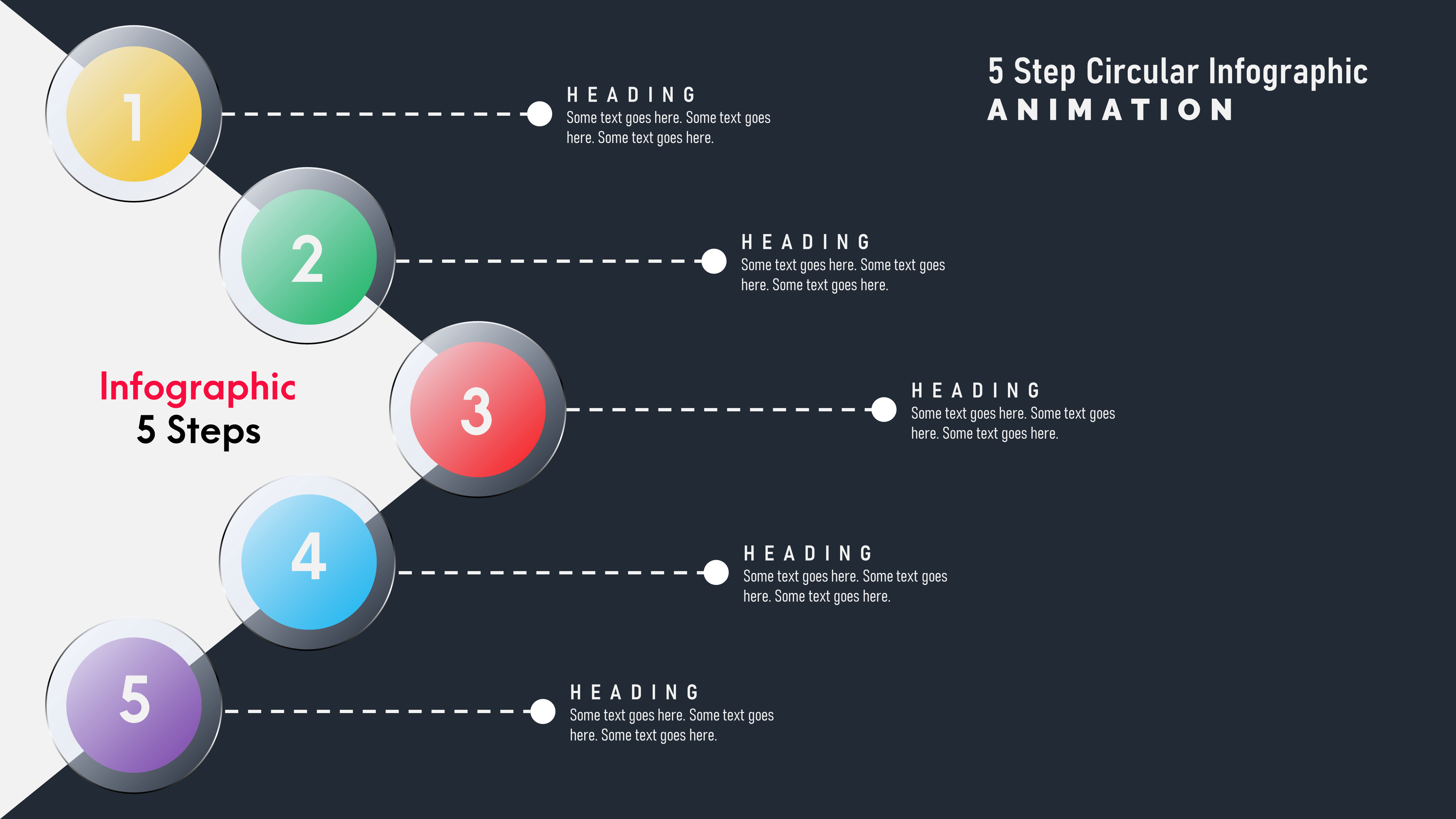 56 Powerpoint 5 Step Circular Infographic Animation Powerup With