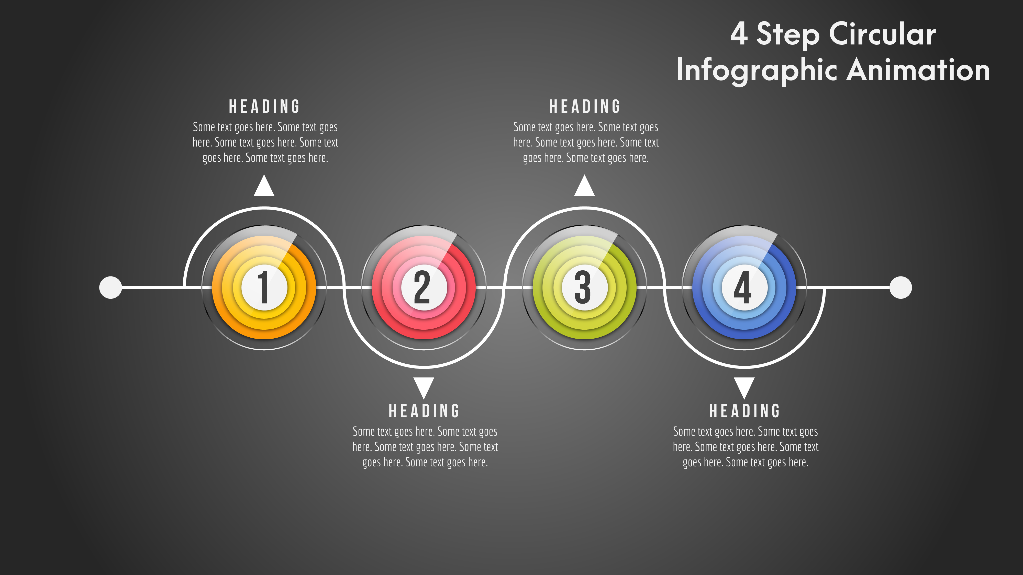 61 Powerpoint 4 Step Circular Infographic Animation Powerup With