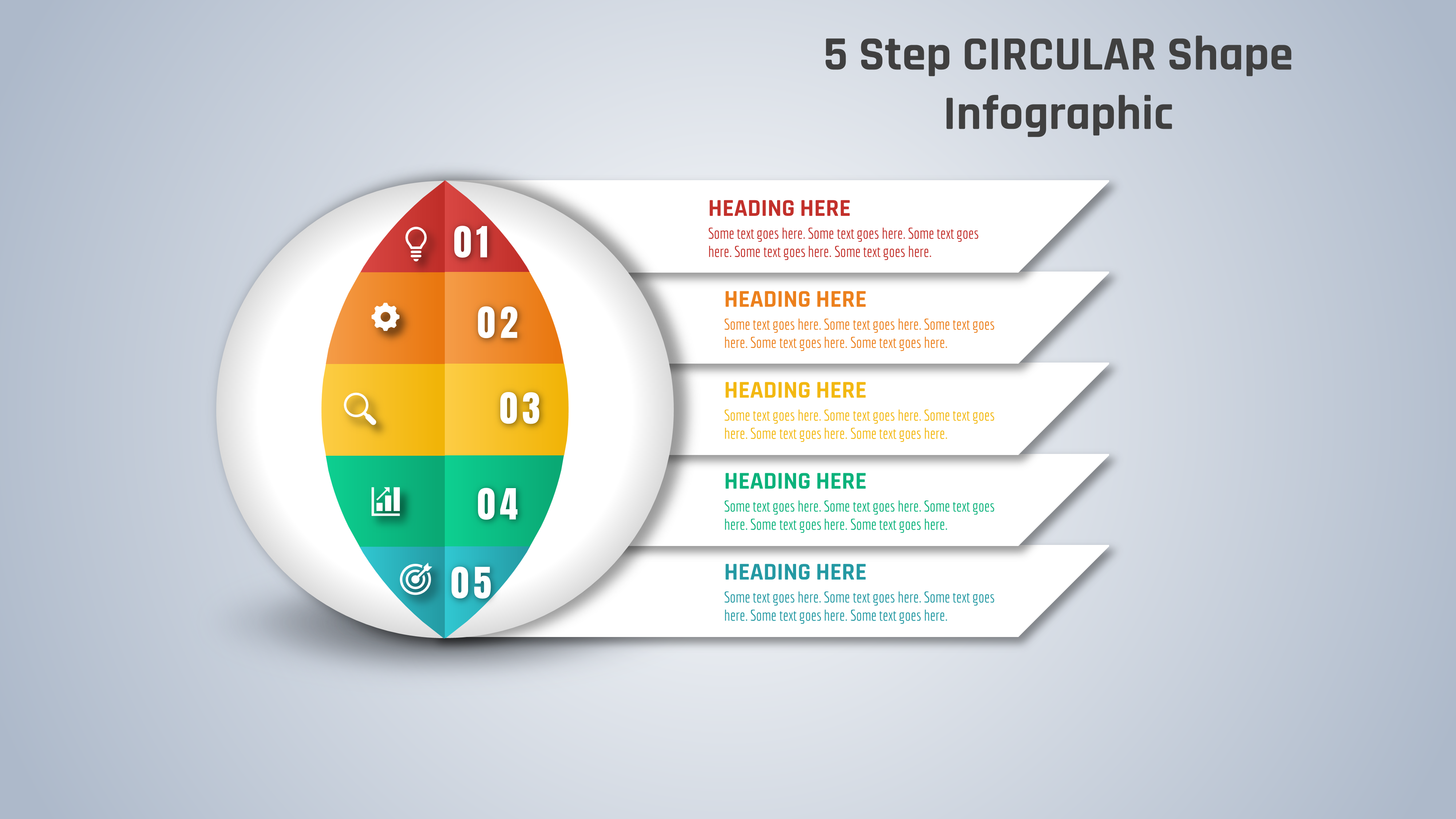 64 Powerpoint 5 Step Circular Shape Infographic Powerup With Powerpoint