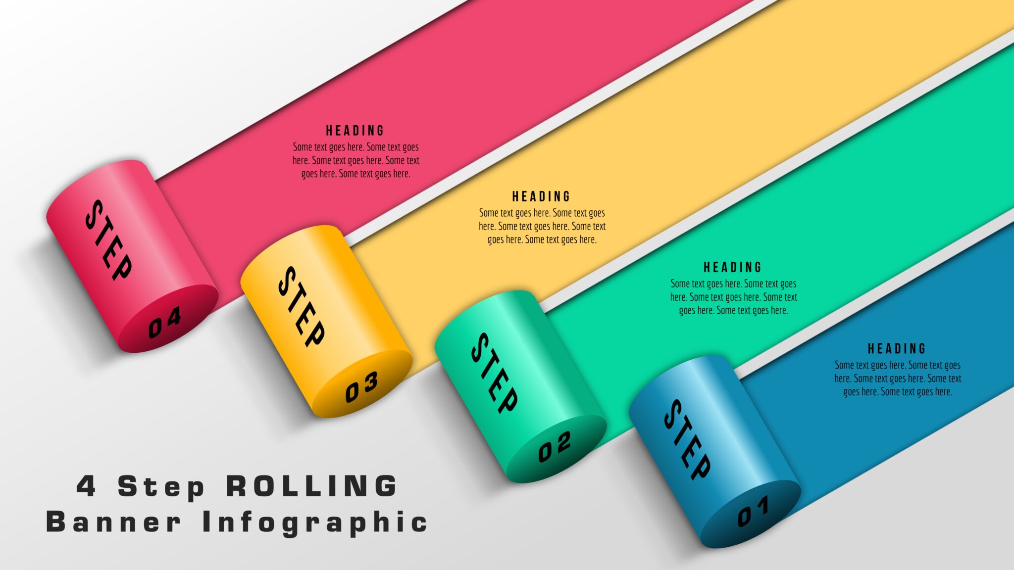 65.PowerPoint 4 Step ROLLING Banner Infographic - PowerUP with POWERPOINT 65.PowerPoint 4 Step ROLLING Banner Infographic - PowerUP with POWERPOINT