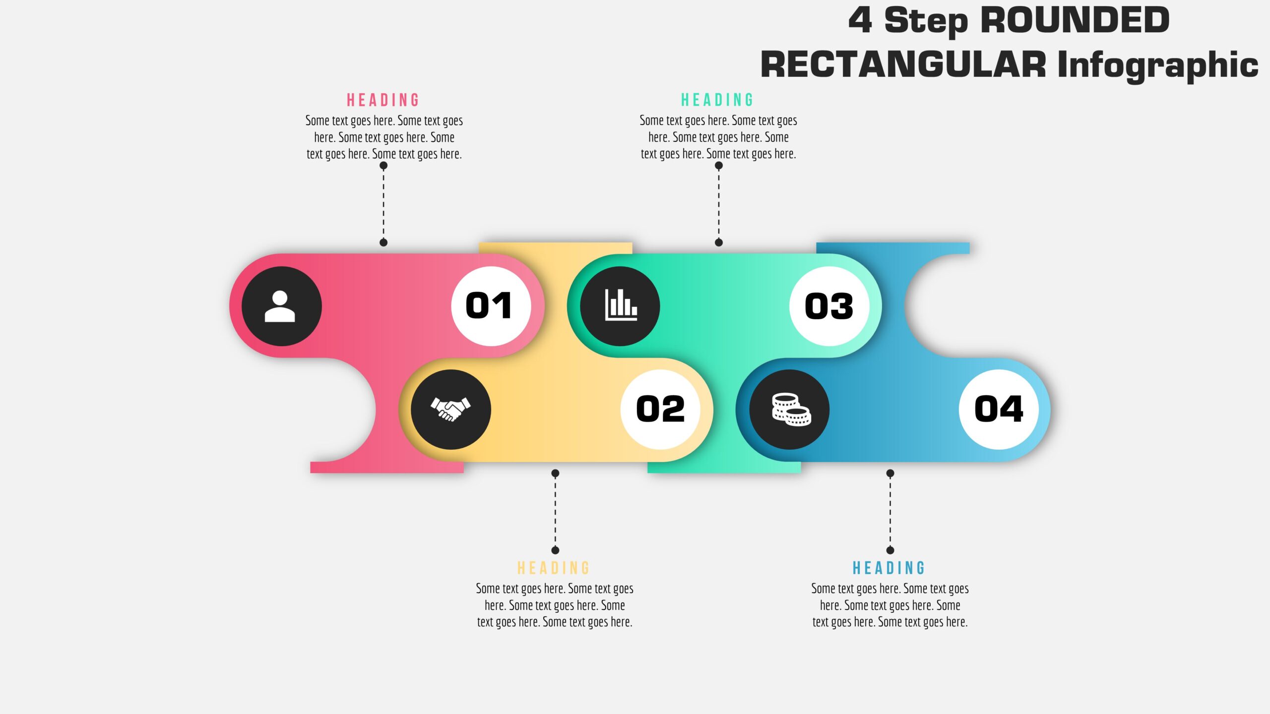 72 Powerpoint 4 Step Rounded Rectangular Infographic Powerup With