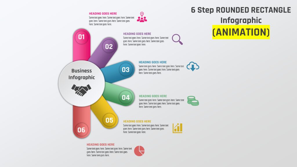 97.PowerPoint 6 Step ROUNDED RECTANGLE Infographic Animation - PowerUP ...
