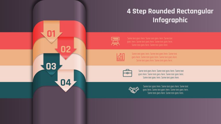 76.PowerPoint 4 Step Rounded Rectangular Infographic - PowerUP with POWERPOINT