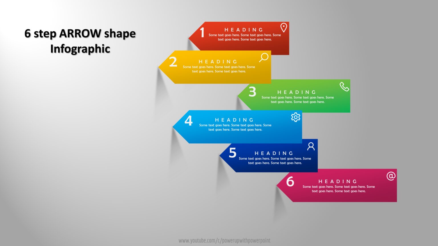 Download PowerPoint 6 step 3D Shadow ARROW shape infographic #14 ...