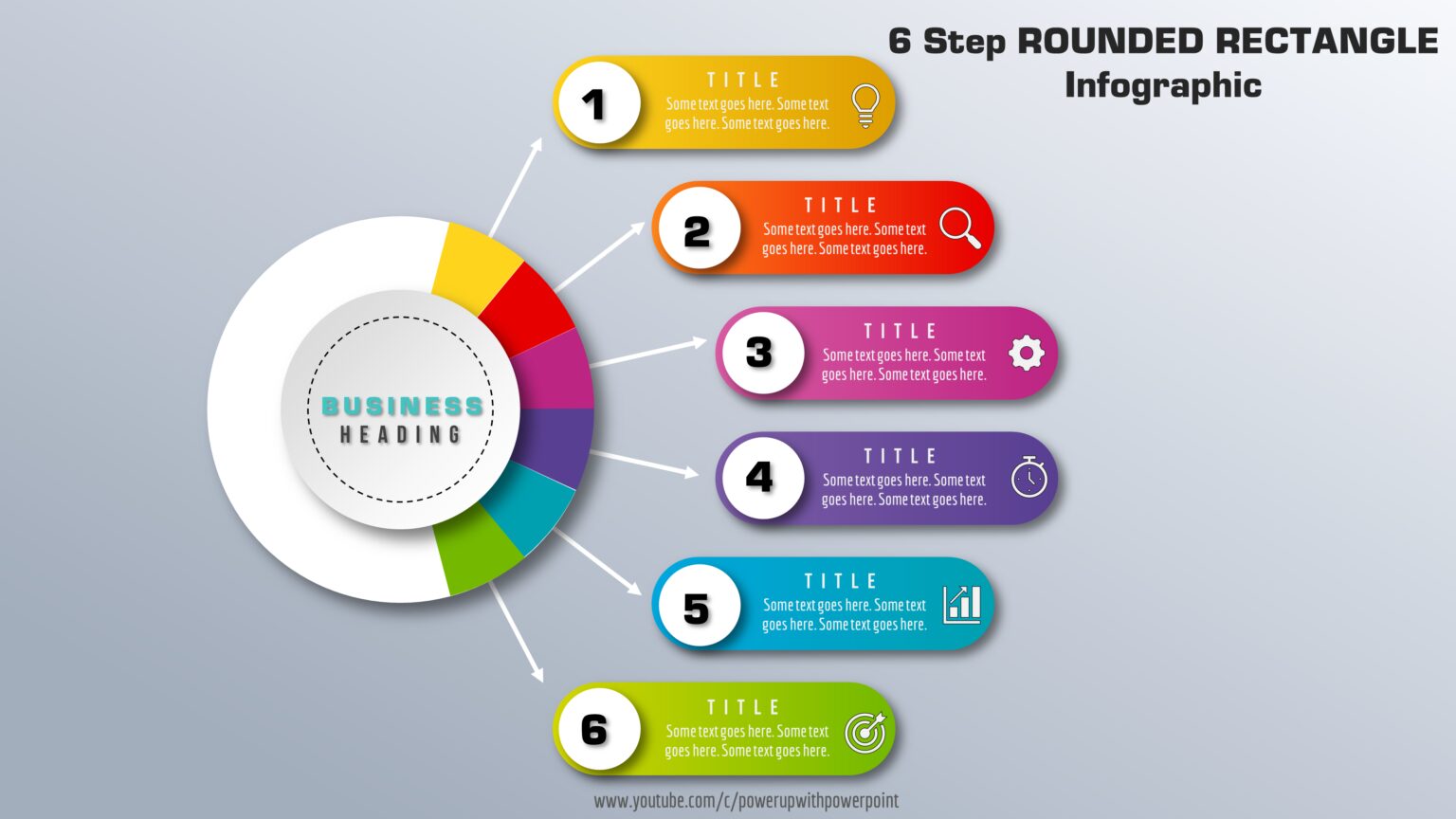 Download PowerPoint 6 Step Rounded Rectangle Infographic # 41 - PowerUP with POWERPOINT