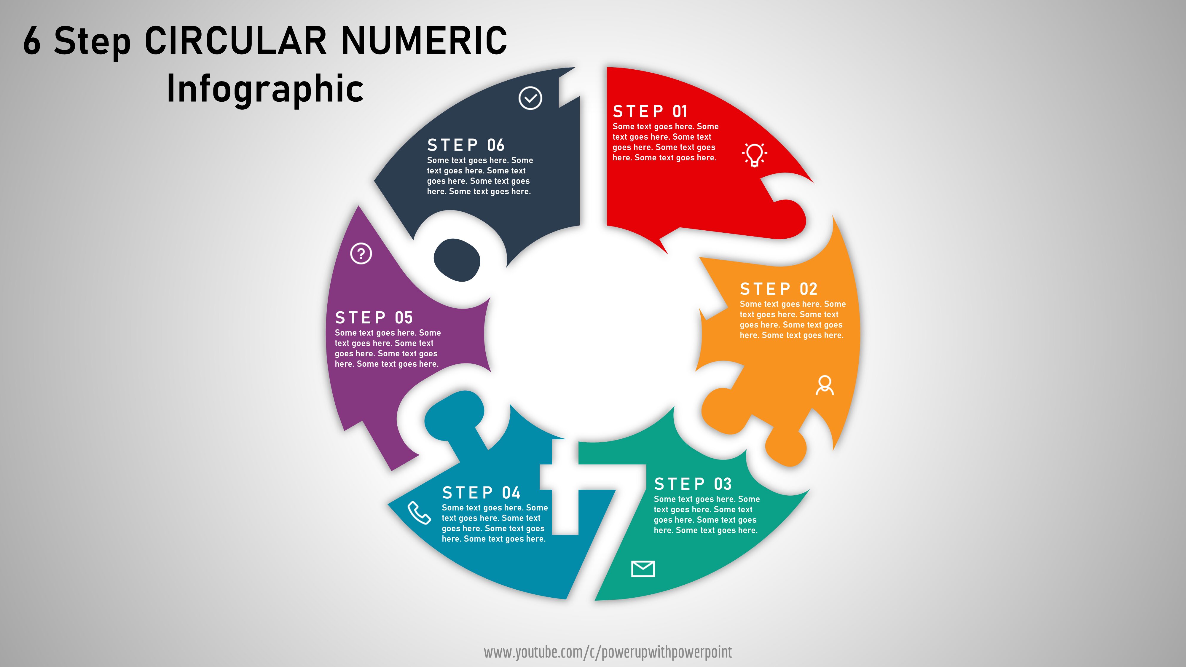 Download PowerPoint 6 Step Circular Numeric Infographic # 12 - PowerUP ...