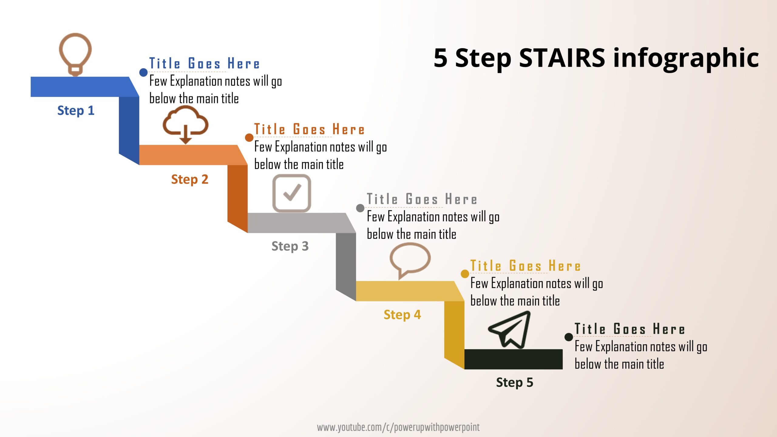 Download PowerPoint 5 Step STAIRS Infographic #5 - PowerUP with POWERPOINT