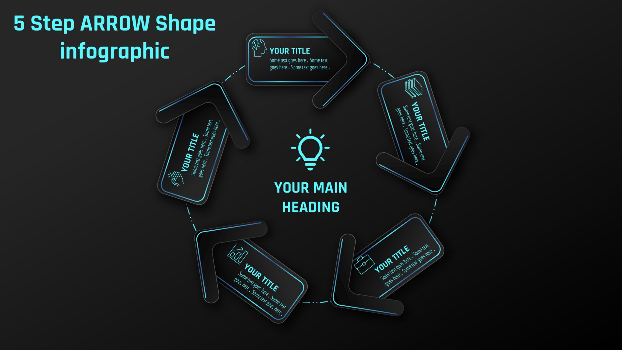 80.PowerPoint 5 Step Arrow Shape Infographic - PowerUP with POWERPOINT