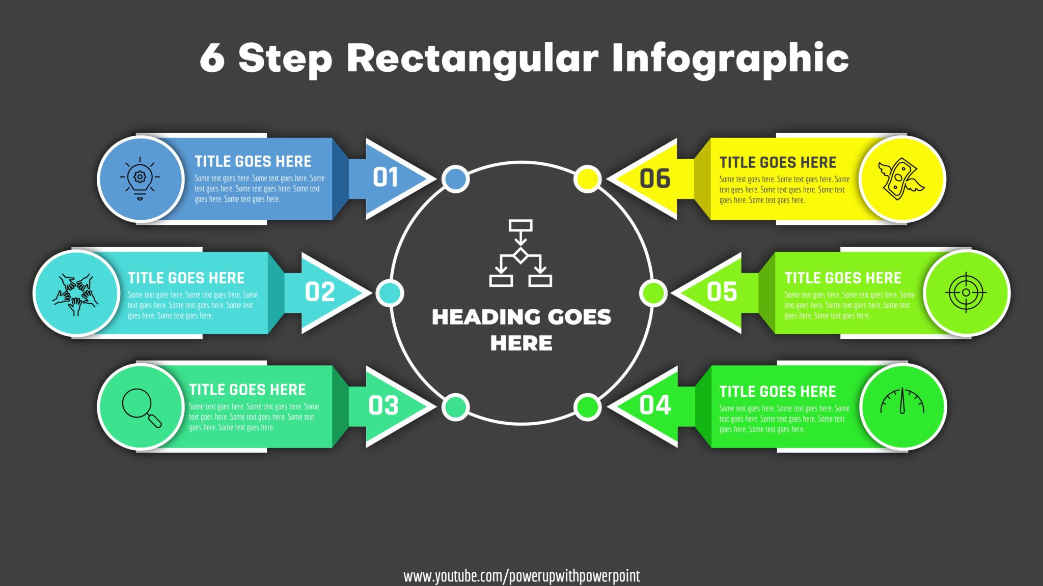 Download PowerPoint 6 Step Rectangular Infographic #59 - PowerUP with POWERPOINT