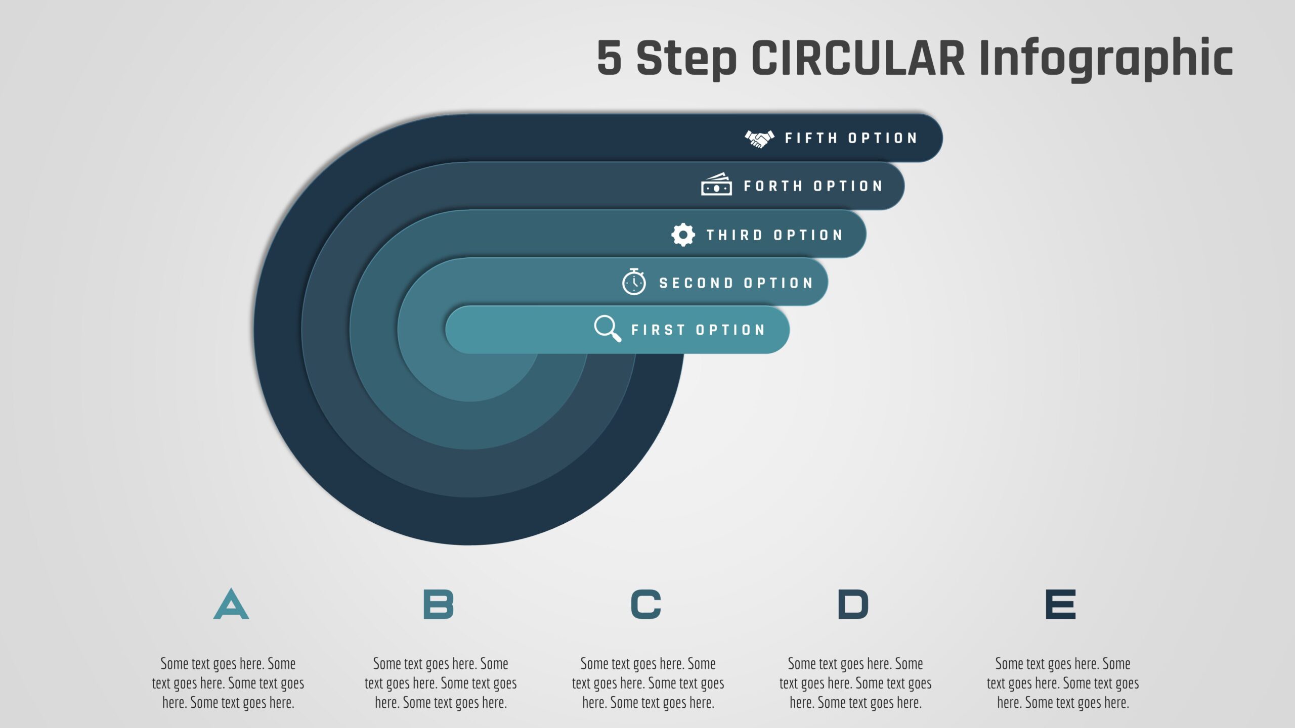 101 Powerpoint Presentation 5 Step Circular Infographic Powerup